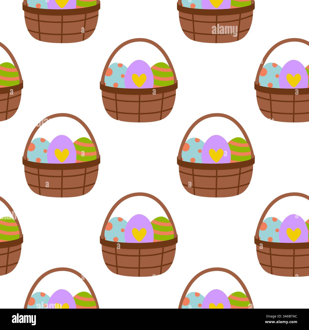 Colorful Easter baskets filled with decorated eggs for spring ...
