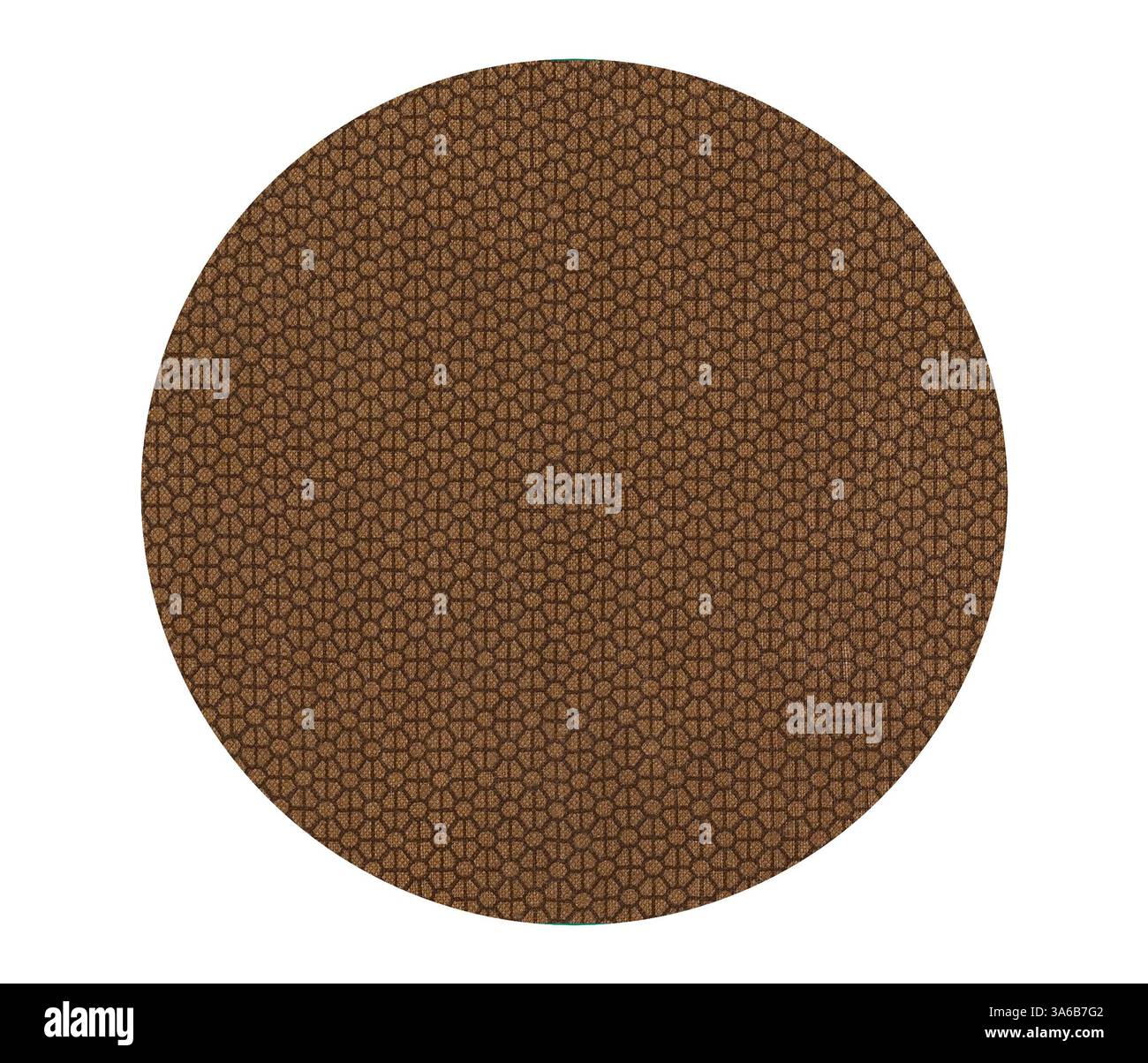 A circular surface featuring a repeating geometric pattern in warm ...
