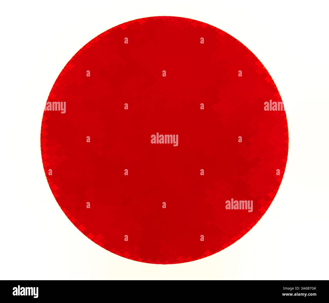 A bold red circle set against a light background, evoking simplicity ...