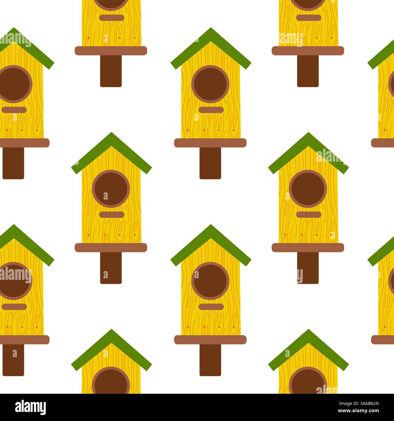 Colorful birdhouses create a charming and whimsical pattern design for ...