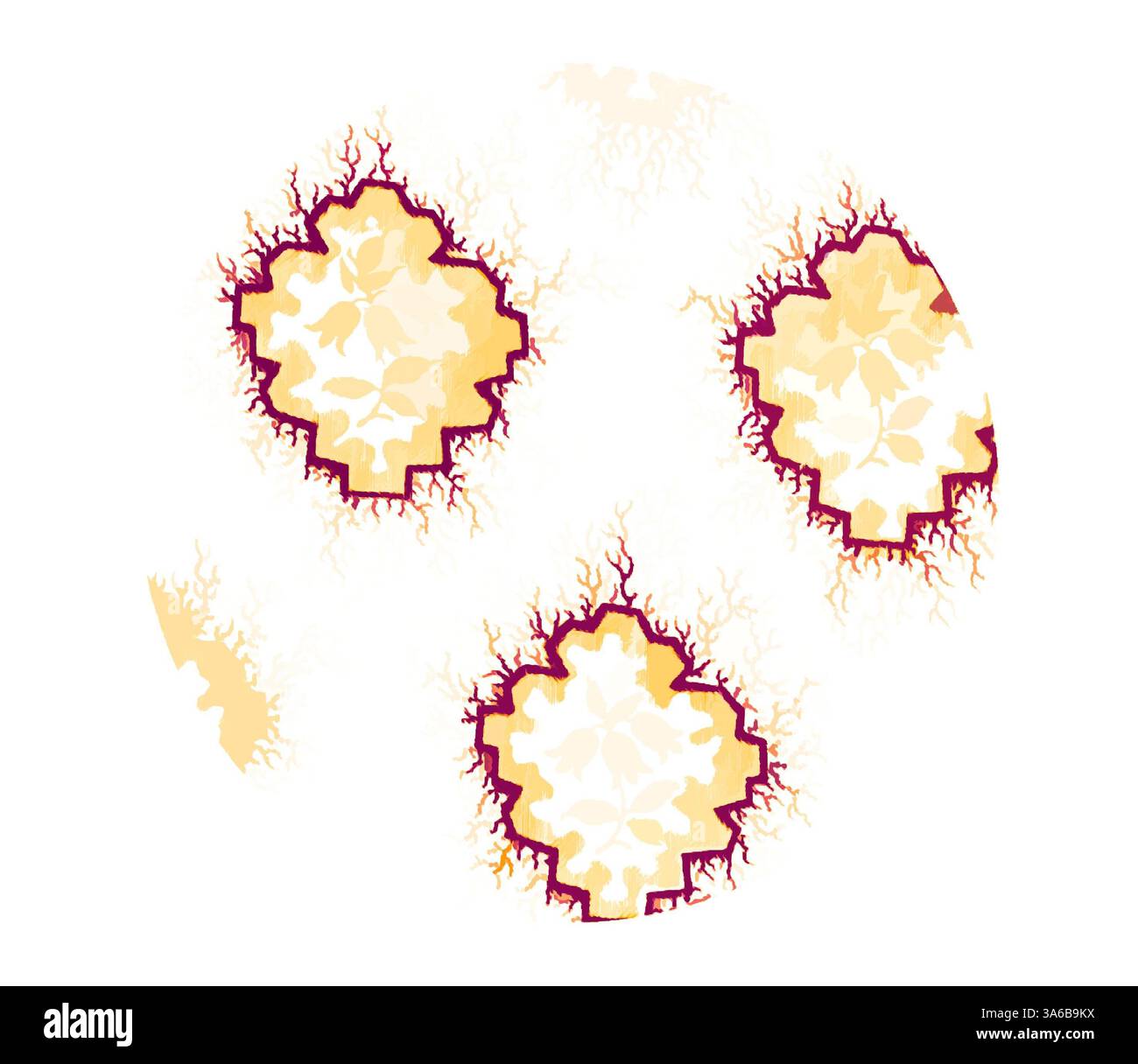 Abstract shapes resembling organic forms or fractal patterns, adorned ...