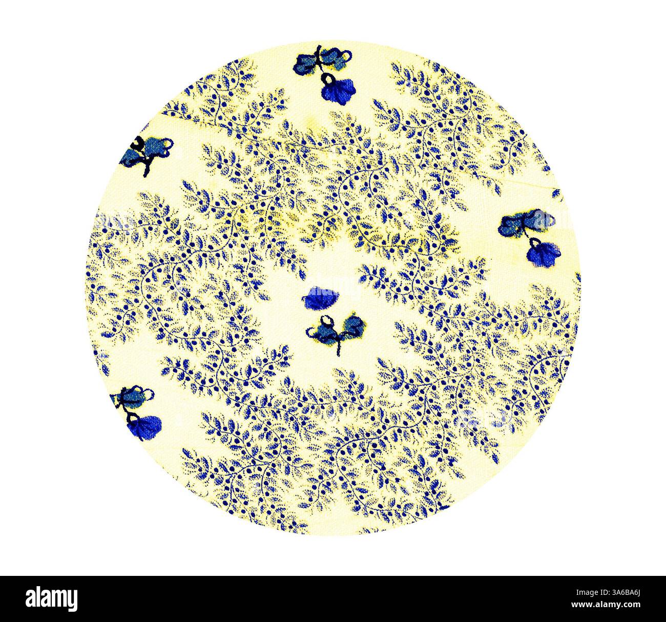 A decorative pattern featuring intricate blue floral motifs intertwined ...