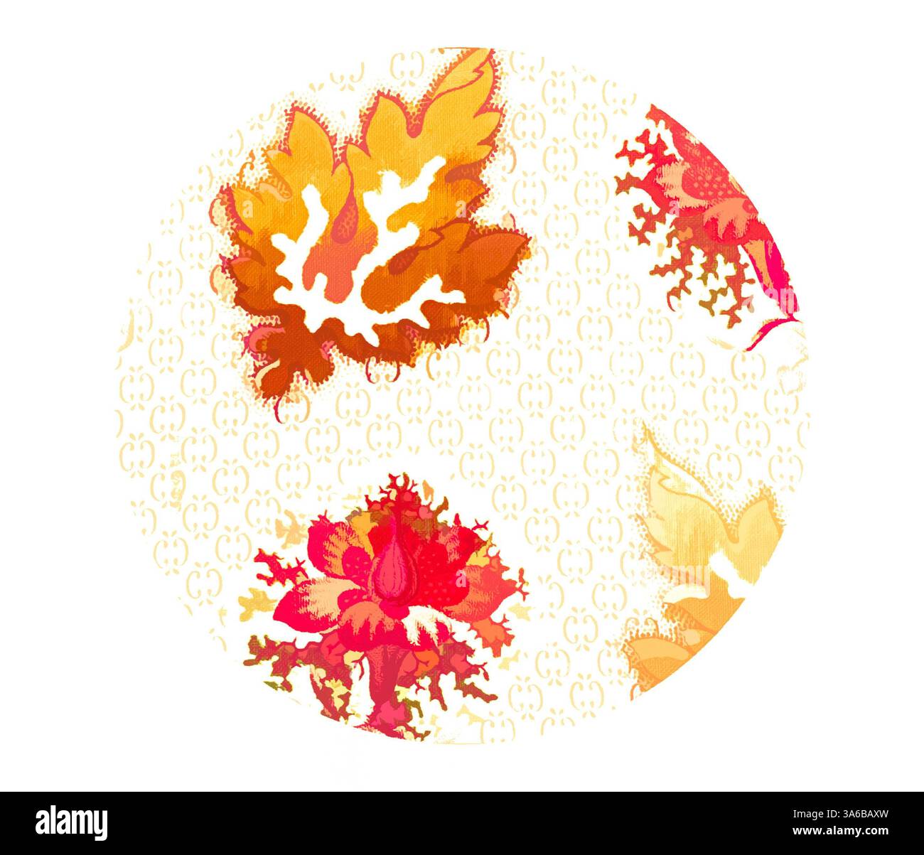 Repetitive design of floral shapes in shades of orange hi-res stock ...