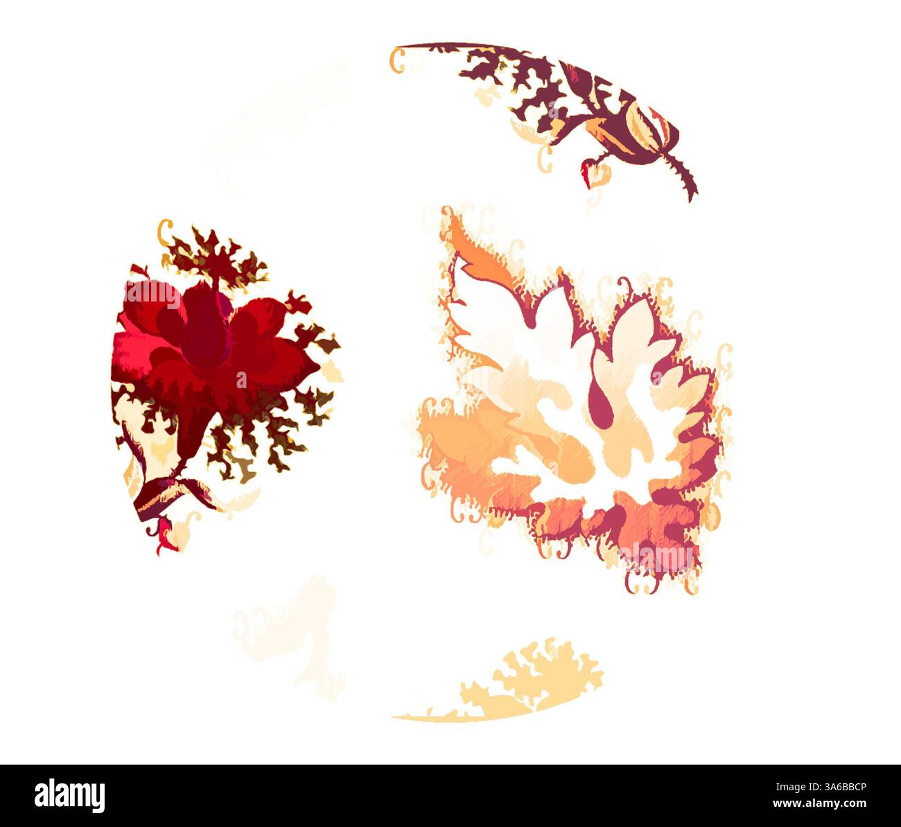 A collection of intricate floral and leaf patterns, showcasing rich ...