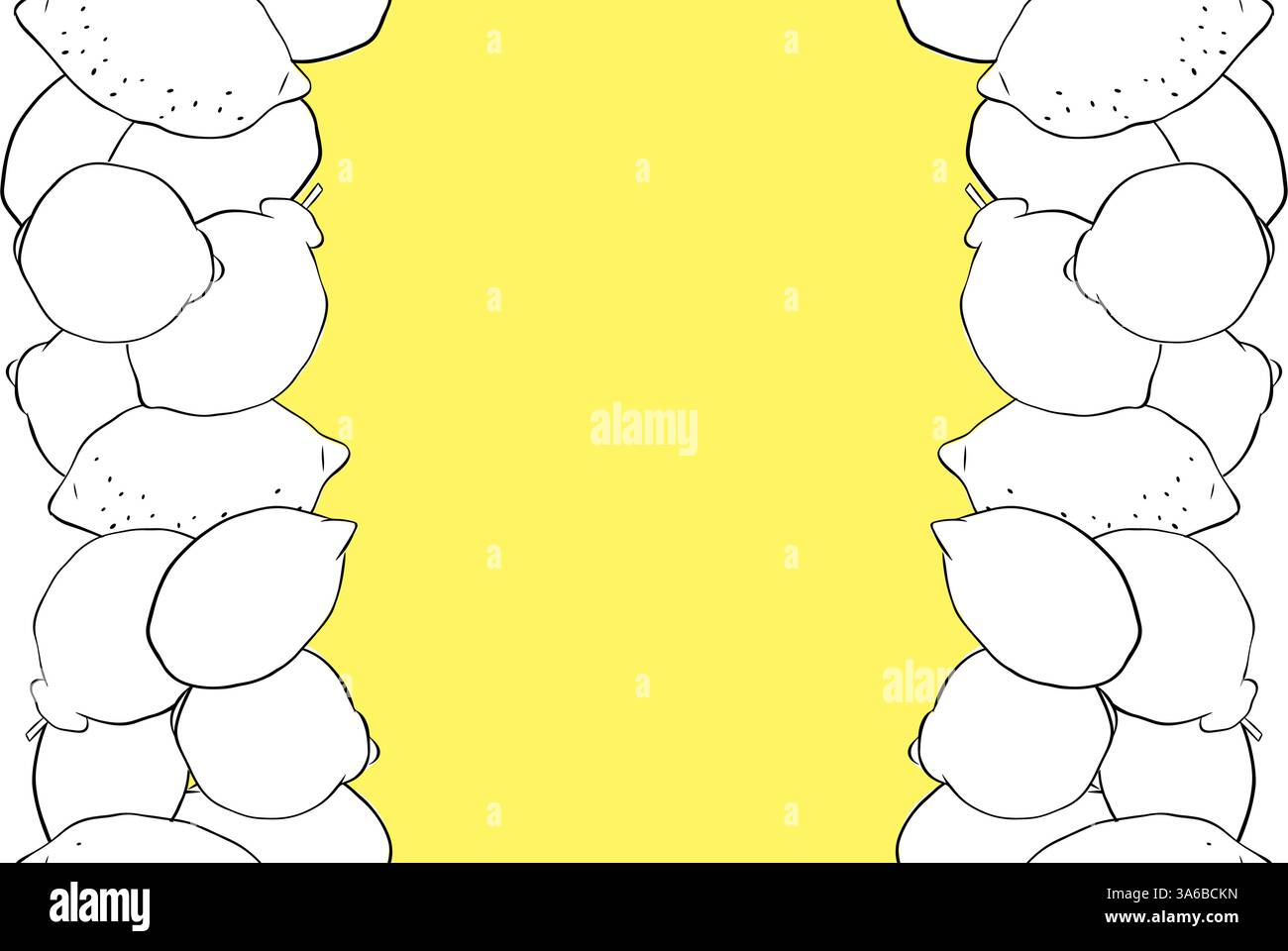 Lemon whole fruit seamless vertical border frame isolated on ...