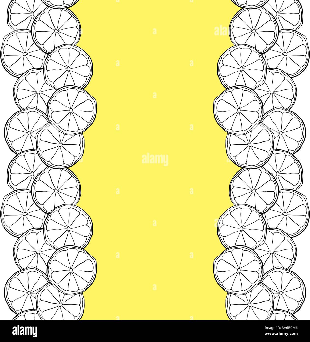 Lemon slices frame Vector design with graphic line ink hand drawn ...
