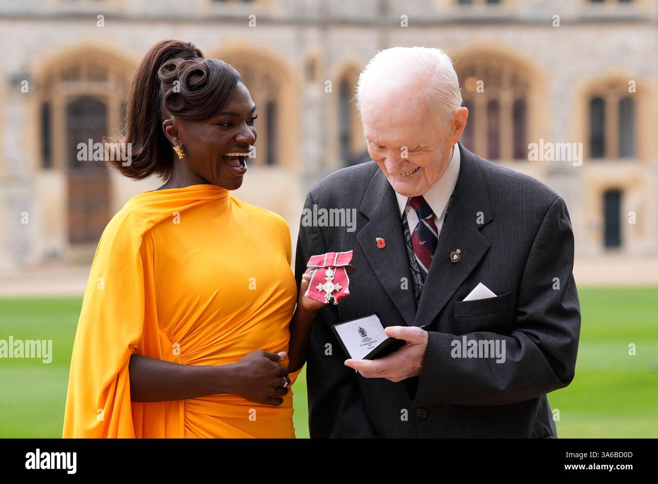 Dina Asher-Smith, left, and George Kelly after both being made Members of the Order of the ...