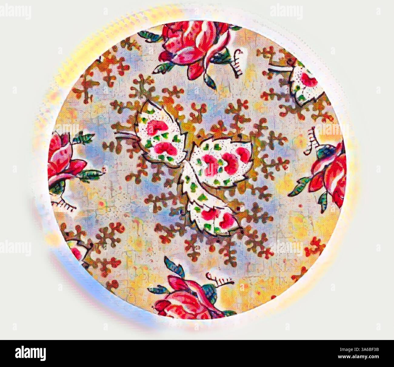 A vibrant floral pattern featuring intricate roses and whimsical ...