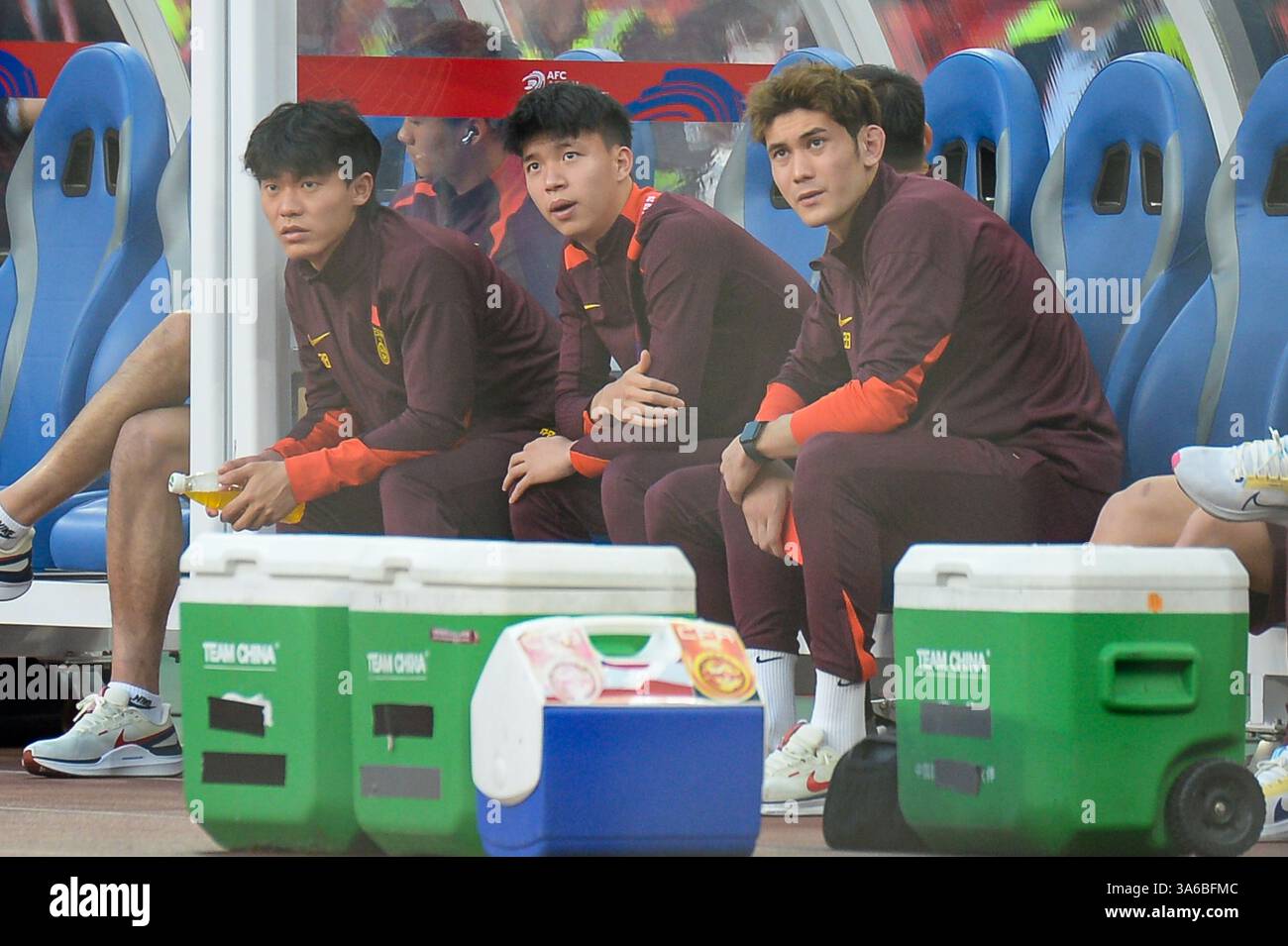 Hangzhou, China. 25 March, 2025. Yudong Wang of China during the China ...