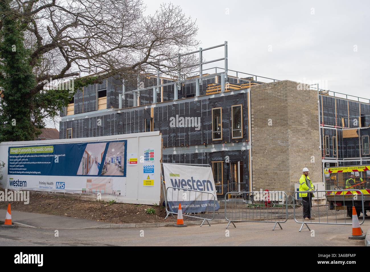 Slough, UK. 25th March, 2025. Construction work is well underway on the ...