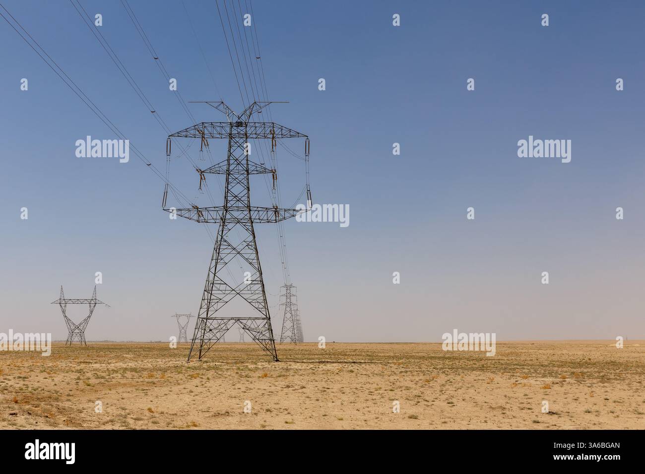 Electric power transmission infrastructure in Afghanistan under a clear ...