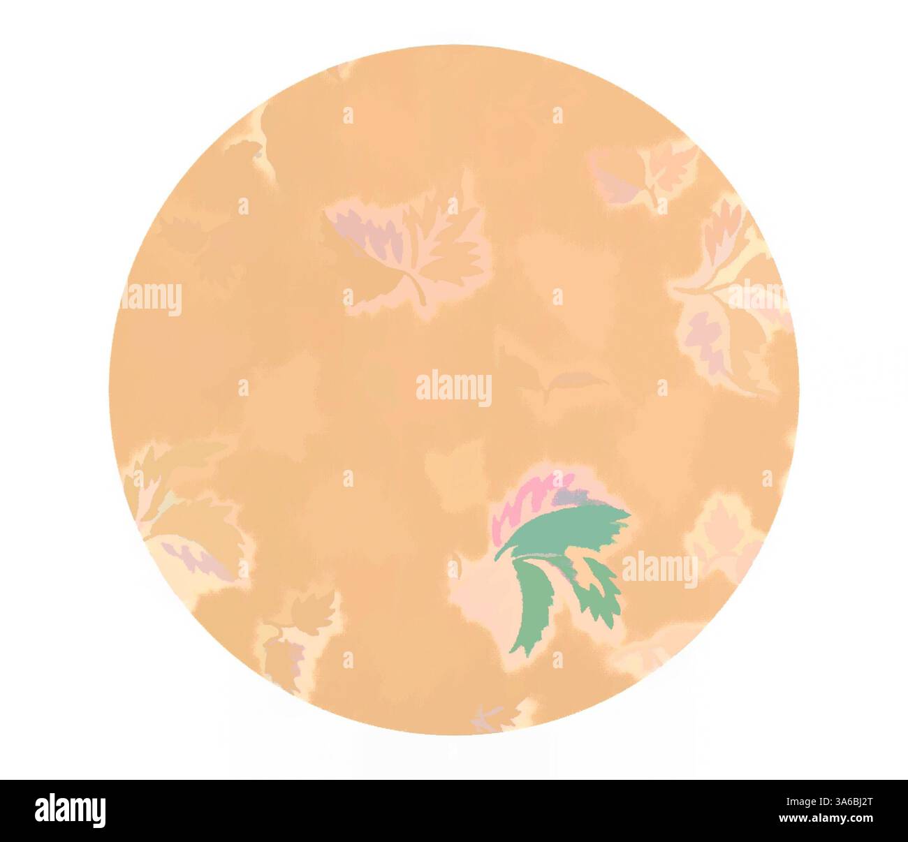 A circular pattern featuring soft, muted colors with delicate leaf ...