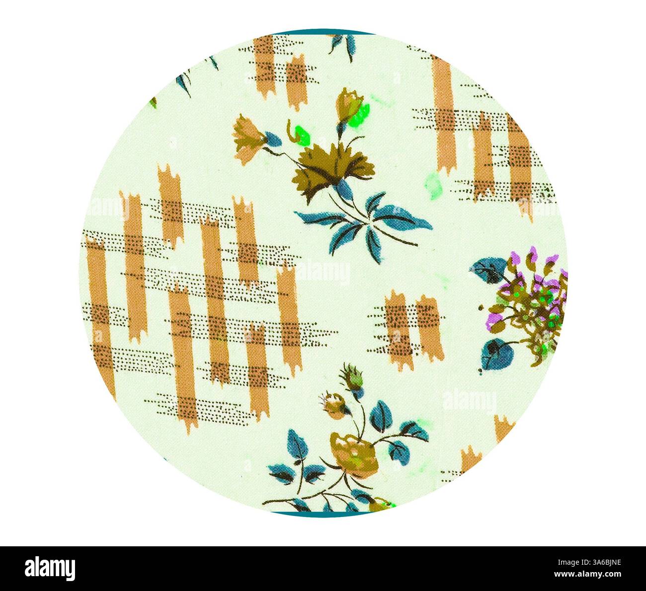 A delicate fabric featuring a subtle floral pattern interspersed with ...