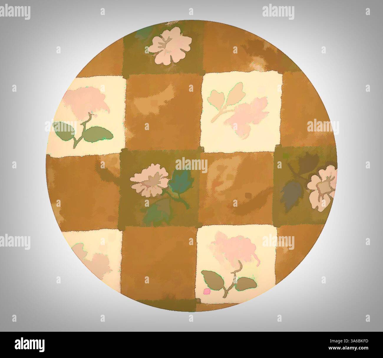 Alternating squares of soft floral motifs in muted colors hi-res stock ...