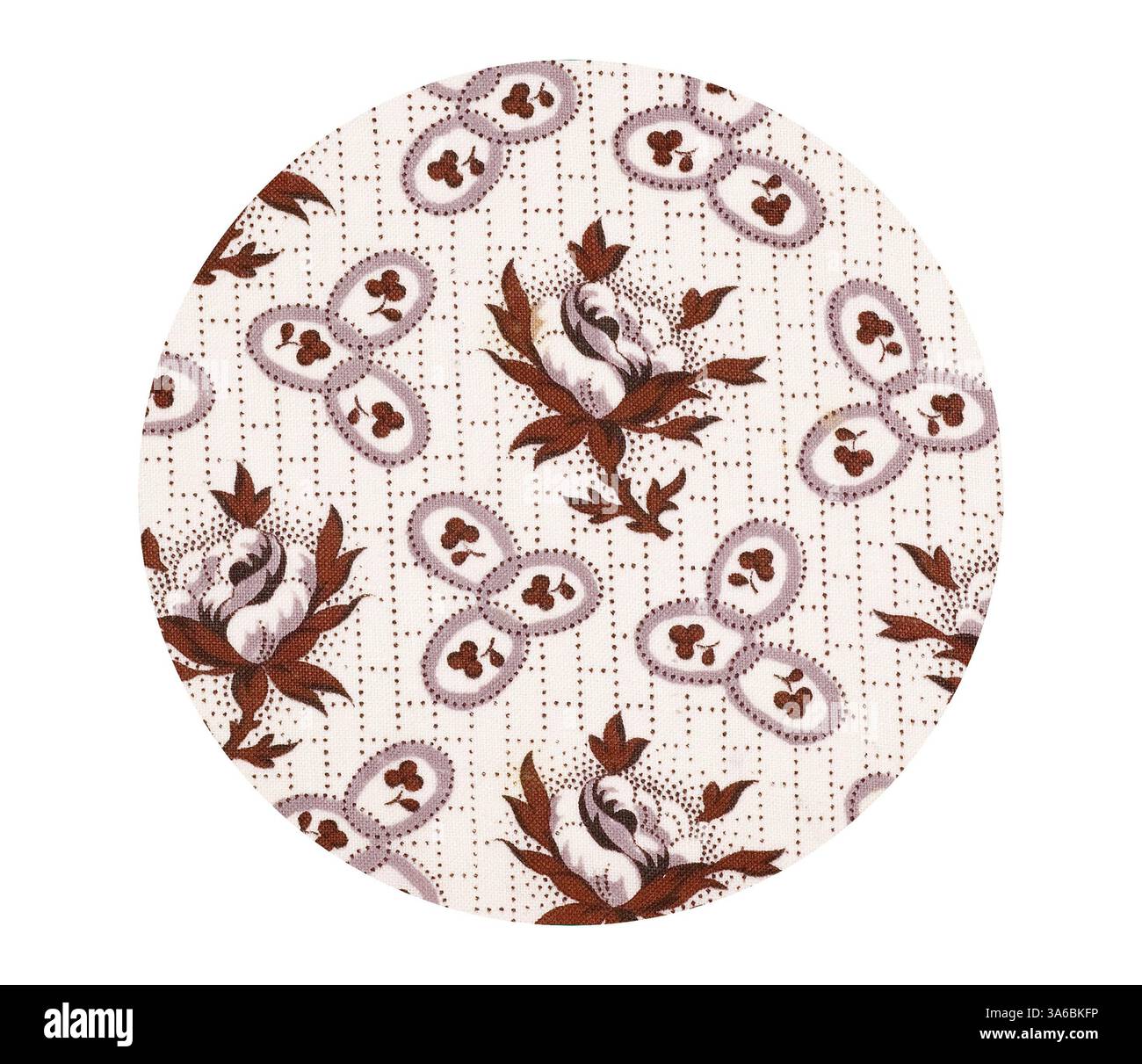 A delicate fabric pattern featuring floral motifs intertwined with ...