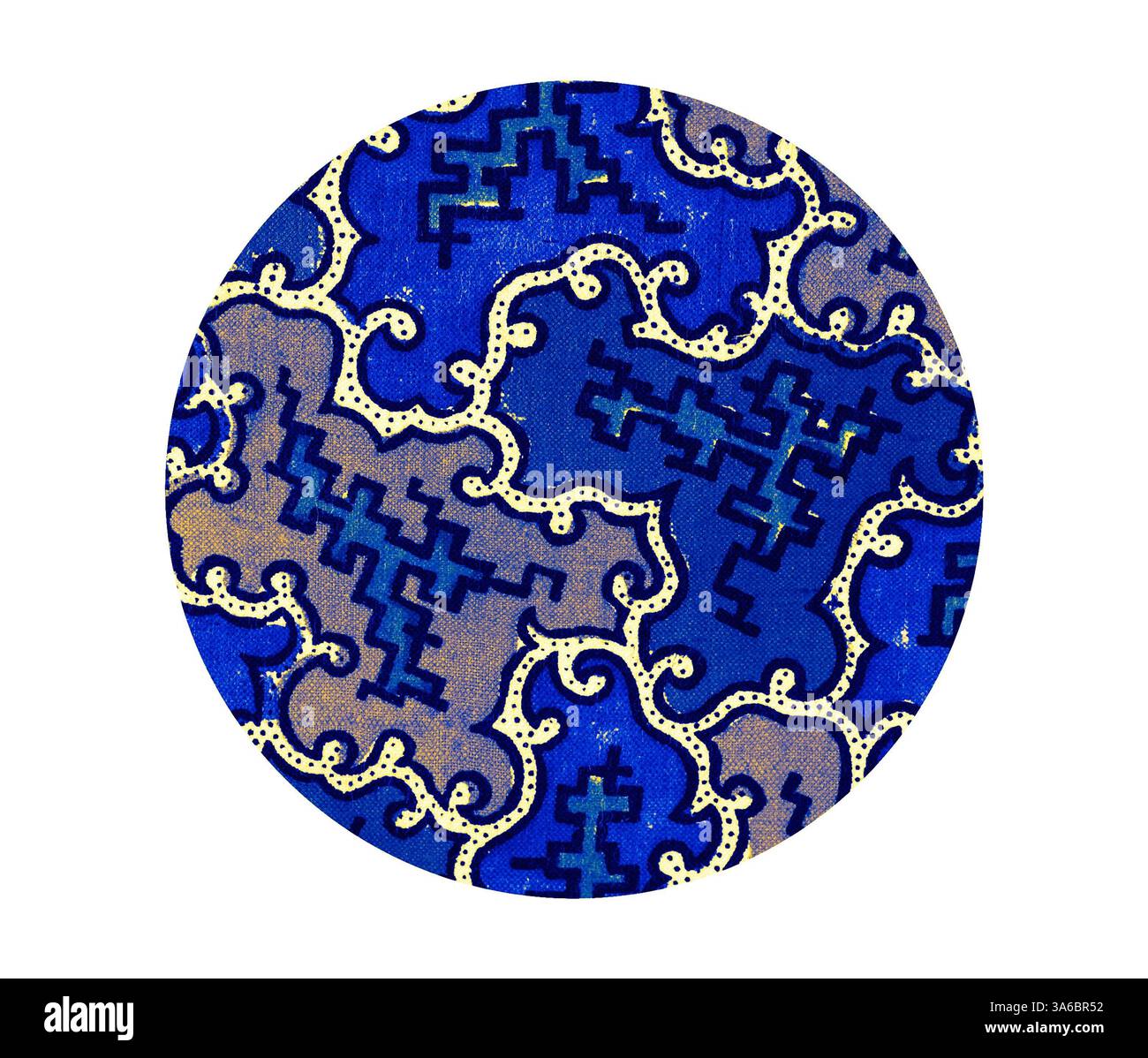 Vibrant blue patterns intertwine with intricate white designs, creating ...