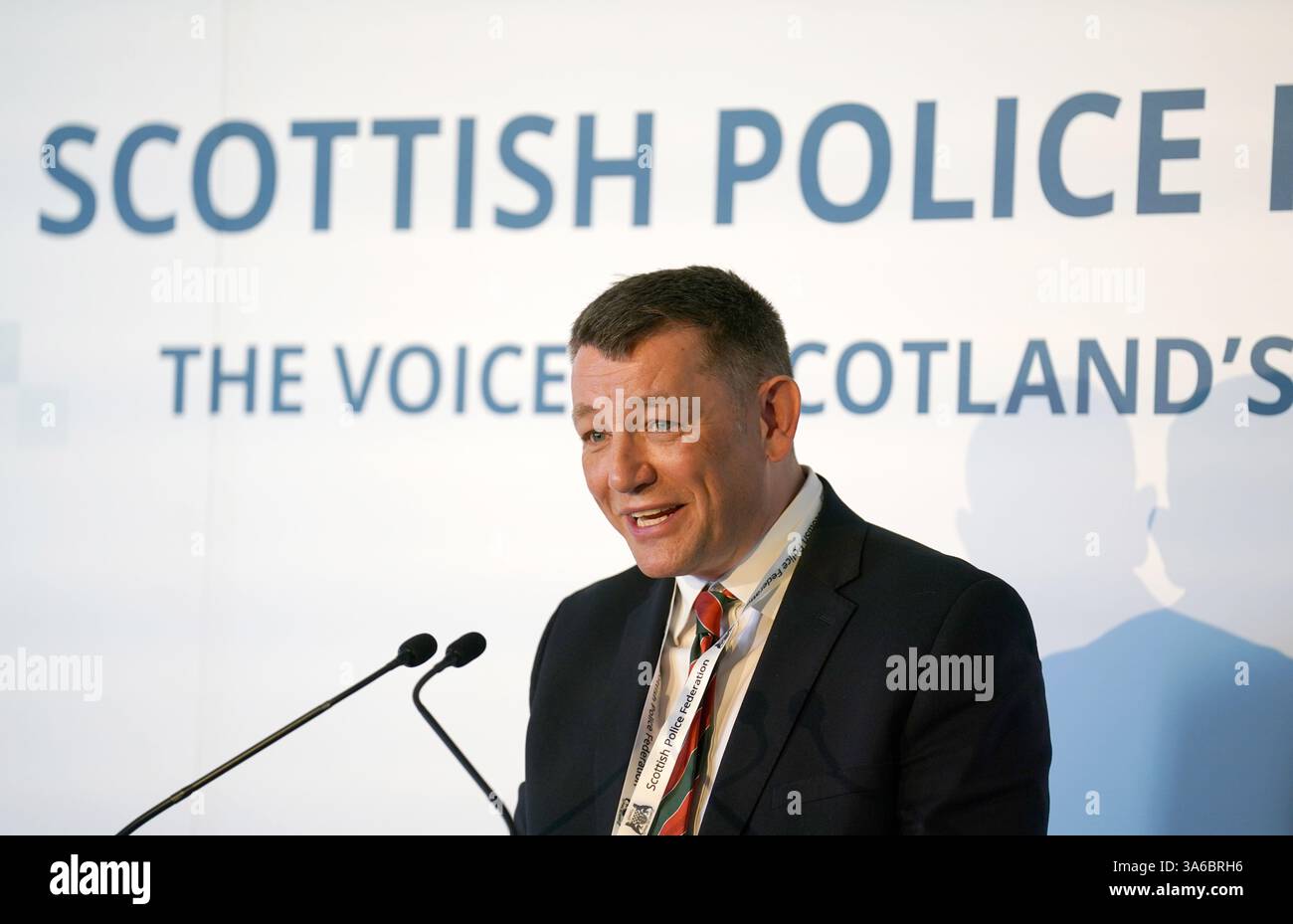 SPF chair David Threadgold speaking during the Scottish Police ...