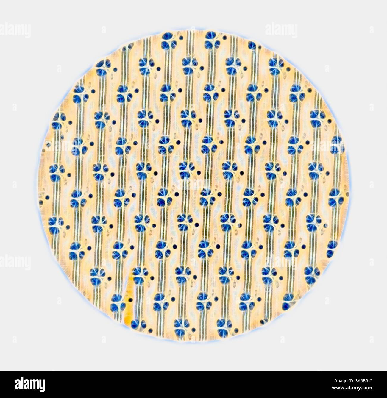 A circular ceramic dish adorned with an intricate pattern of blue ...