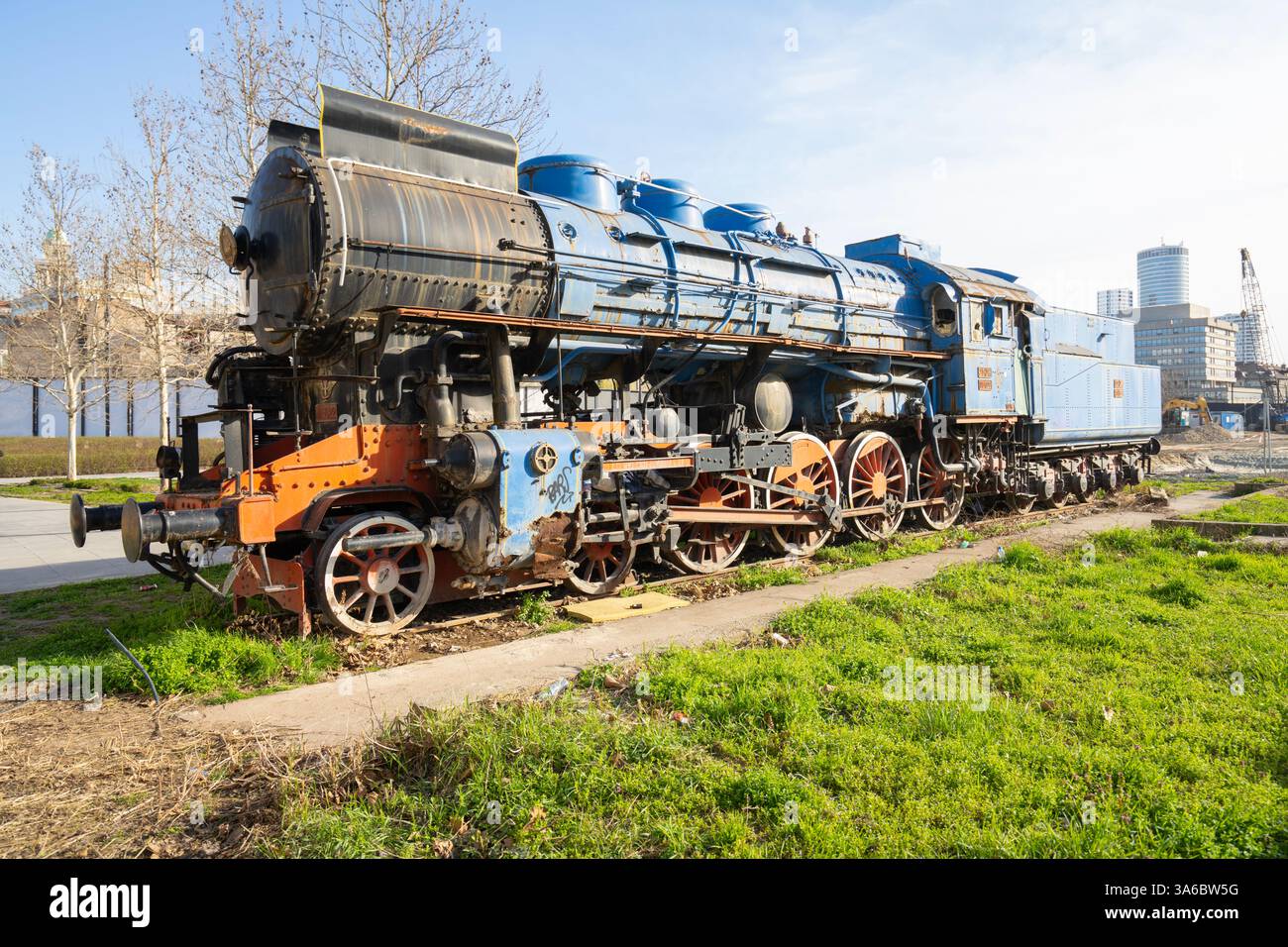 Belgrade, Serbia. March 21 2025. an old locomotive in the square in ...