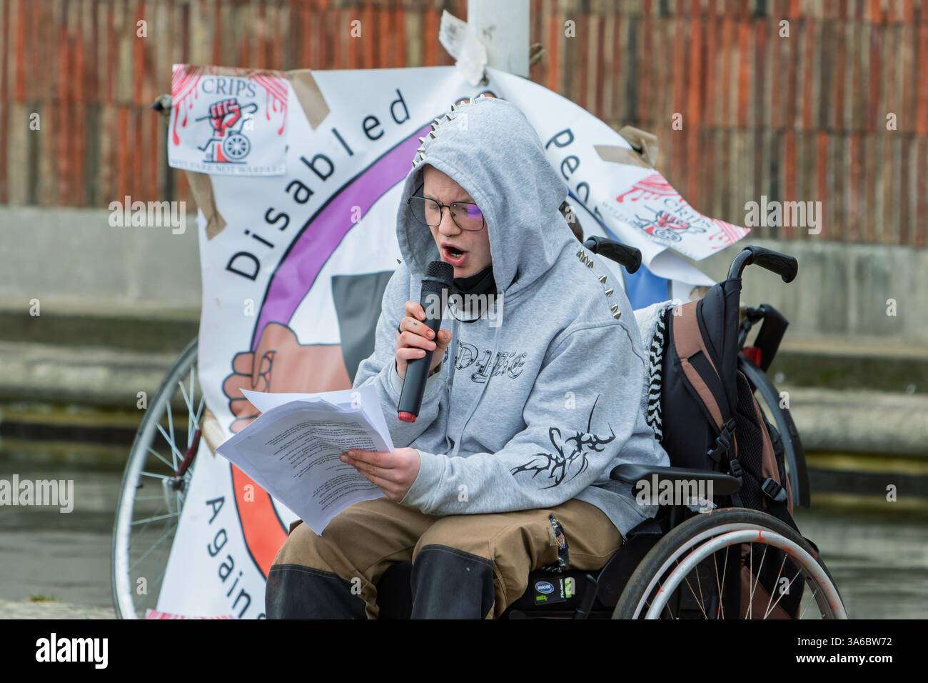 Crips Against Cuts protest about government cuts to disability benefits ...
