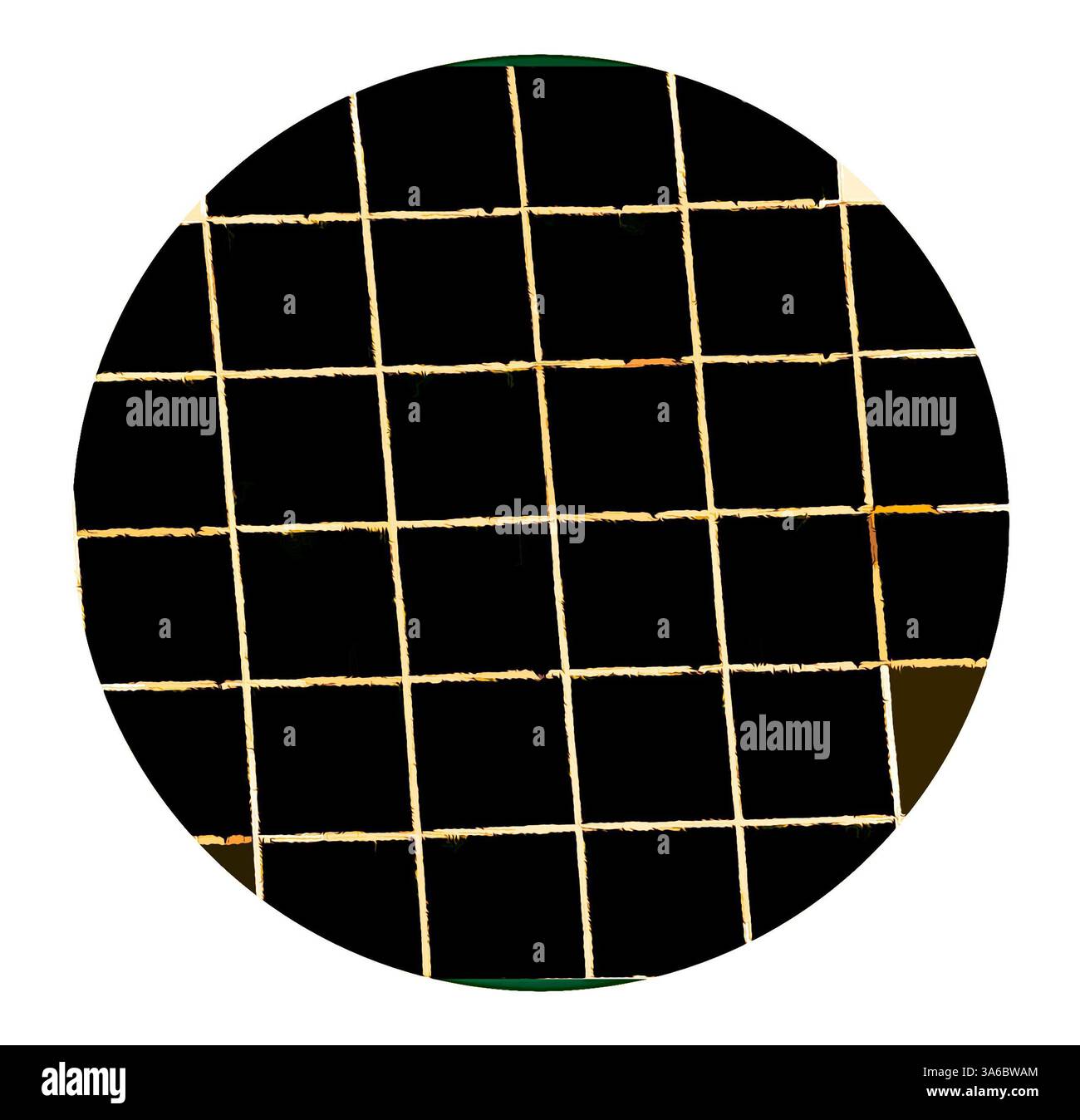 A circular grid pattern with a series of intersecting lines, creating a ...