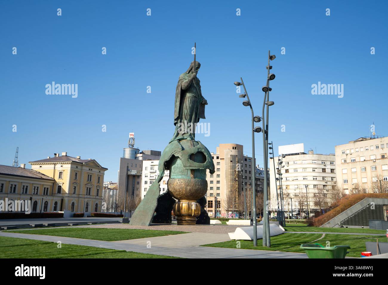 Belgrade, Serbia. March 21 2025. Monument to Stefan Nemanja made by ...