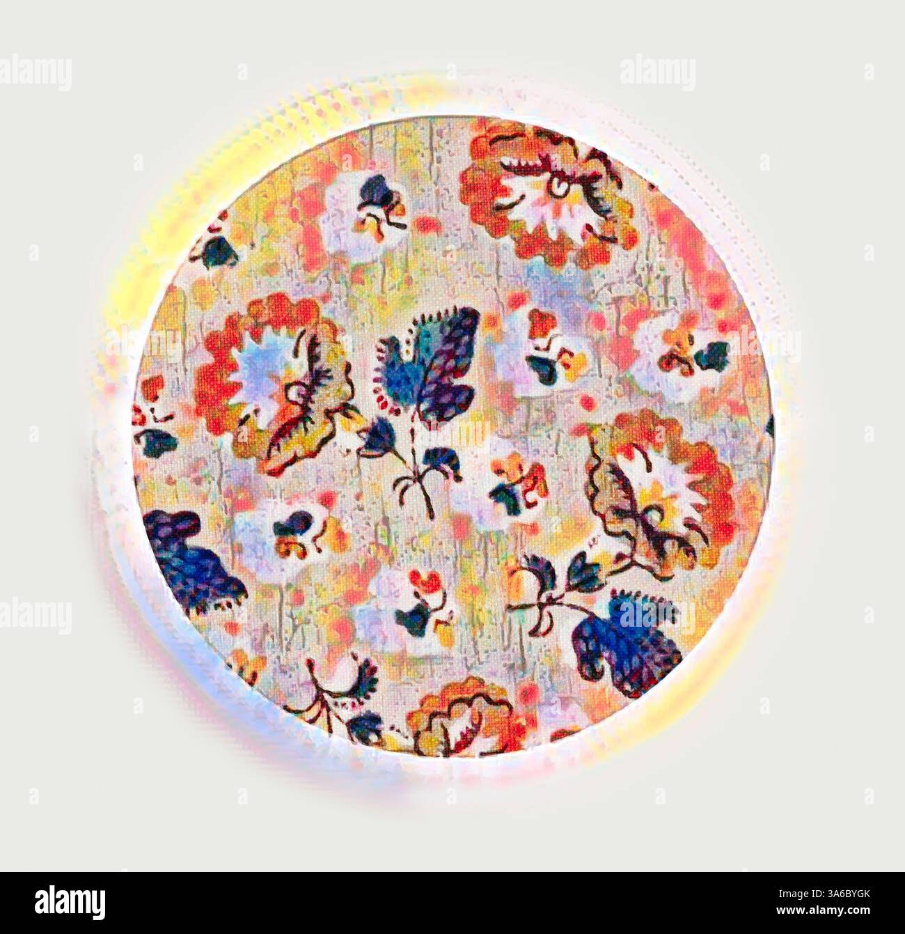 A circular design featuring an intricate floral pattern, blending ...