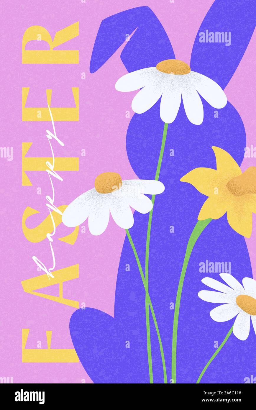 Easter bunny banner template. A creative Happy Easter vector ...