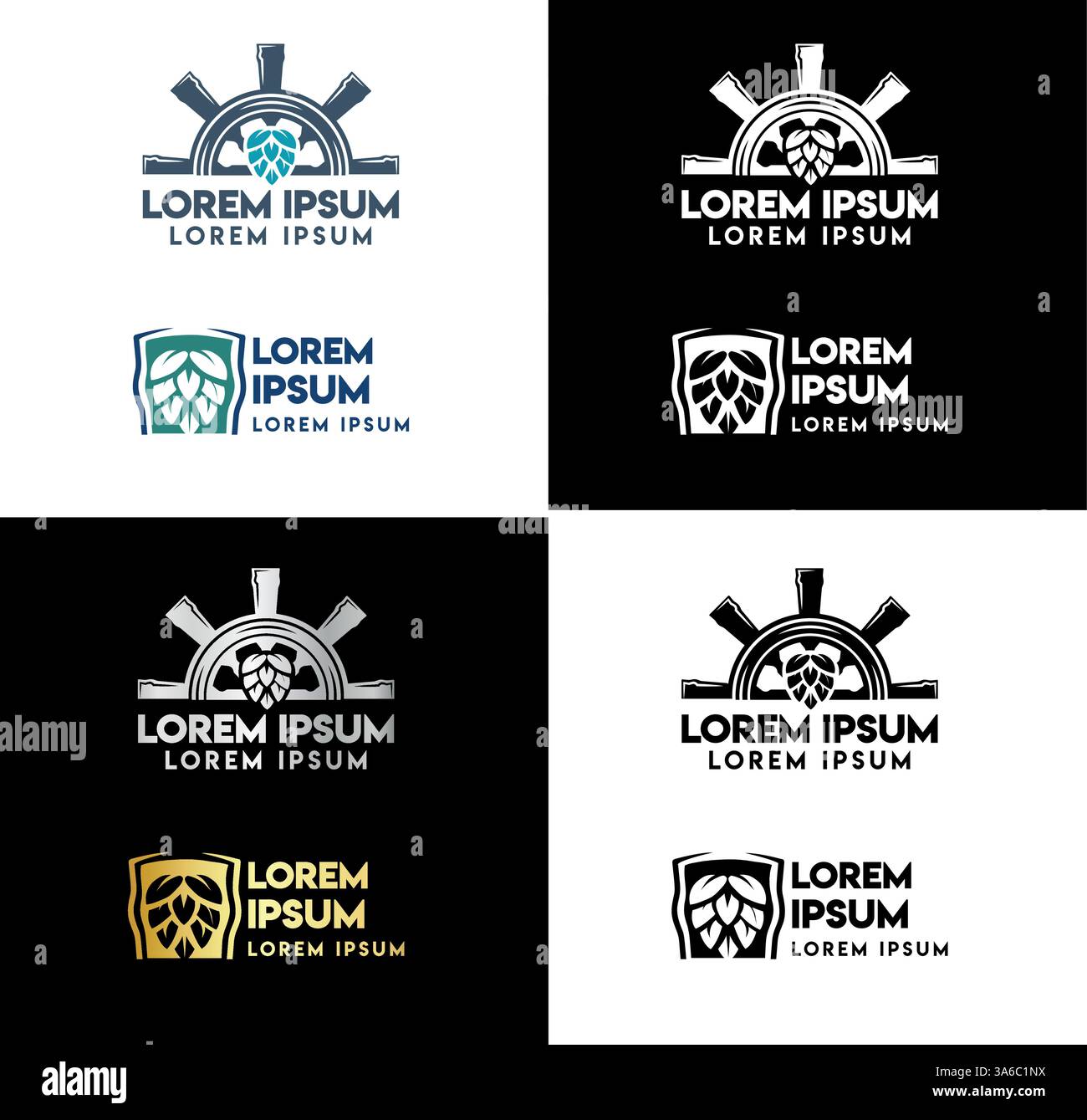 Set beer logo vector illustration, emblem design modern line style. set ...