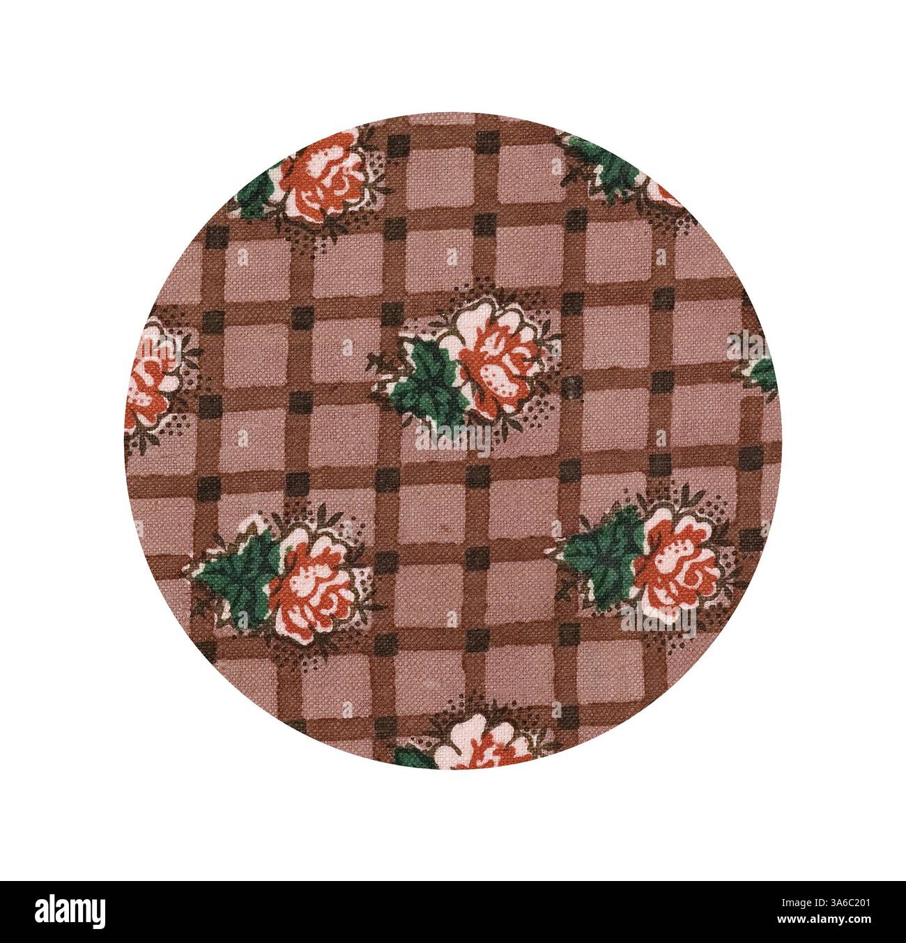 A circular pattern featuring a classic check design in earthy tones ...