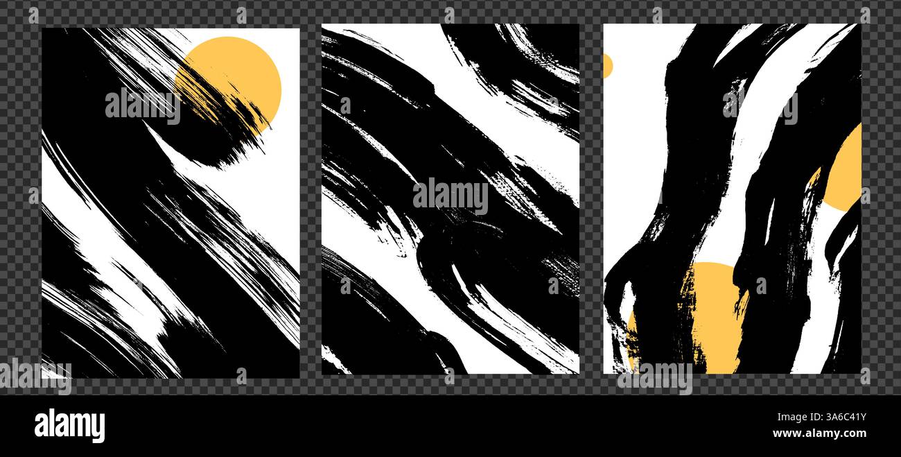 Abstract Brush Paint Backgrounds. Vintage Grunge Vector Posters with ...