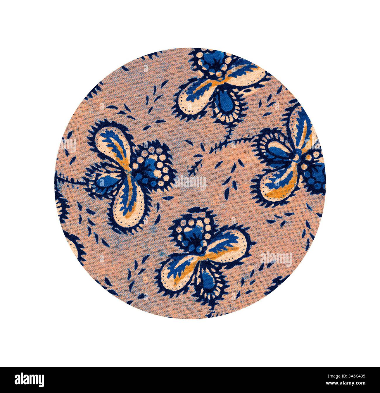 A circular design featuring delicate blue flowers with intricate ...