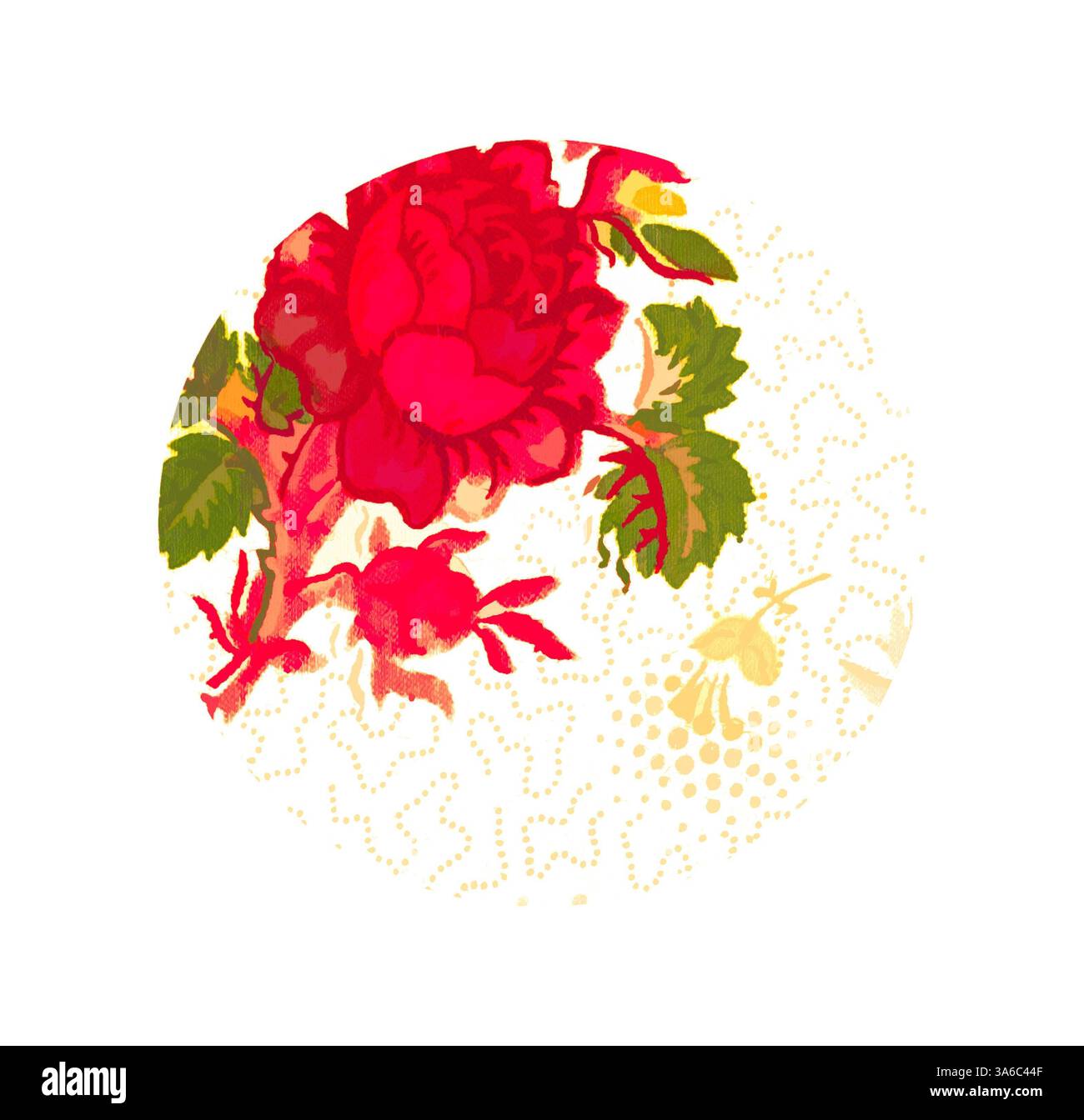 A vibrant arrangement of bold red roses and delicate leaves, set ...