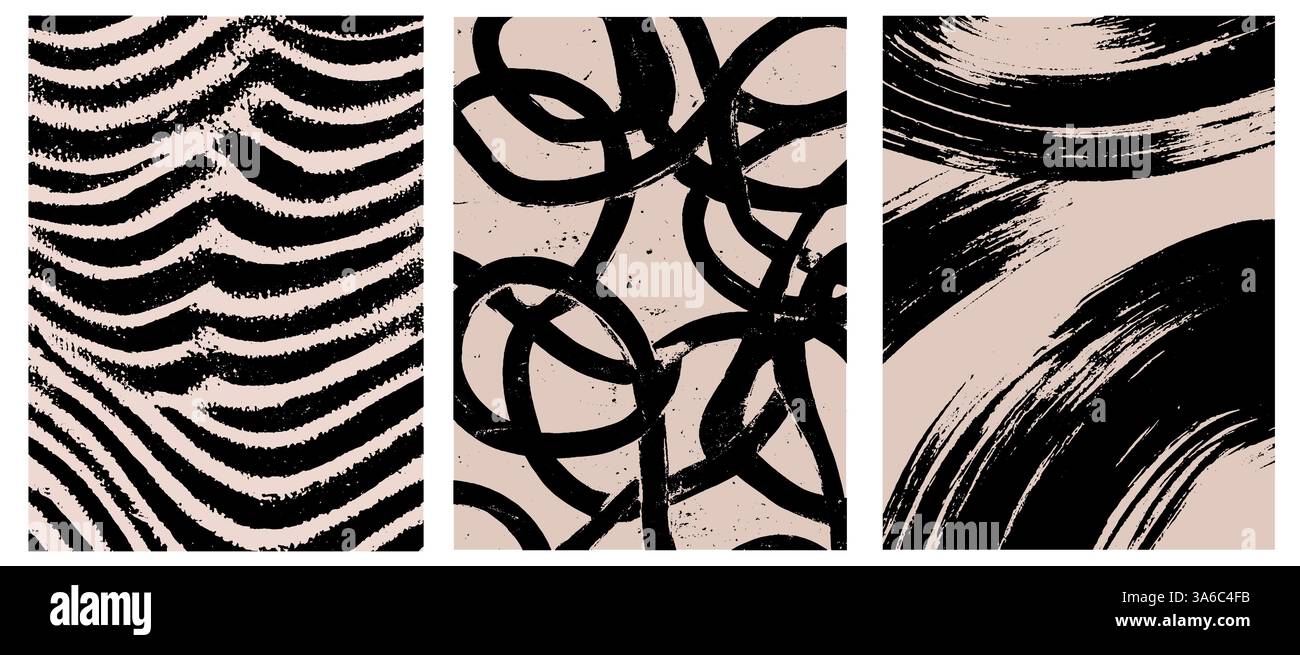 Abstract brush paint background set. Vintage grunge texture. Retro ...