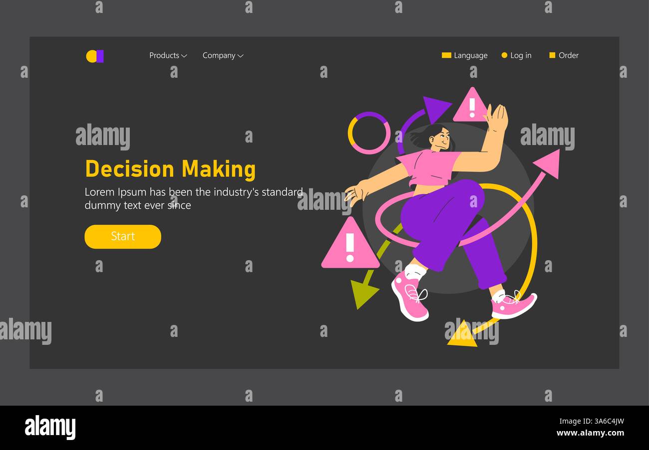 Decision-making process illustrated with a dynamic character navigating ...