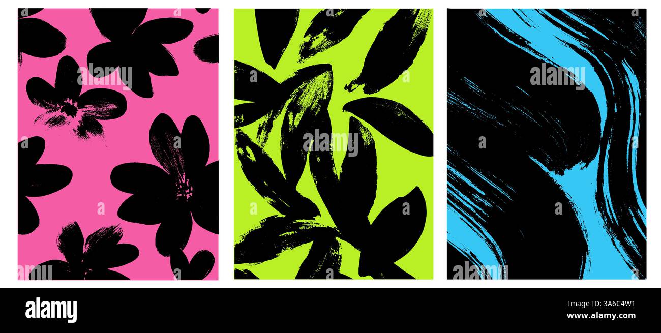 Abstract brush paint background set. Vintage grunge texture. Retro ...