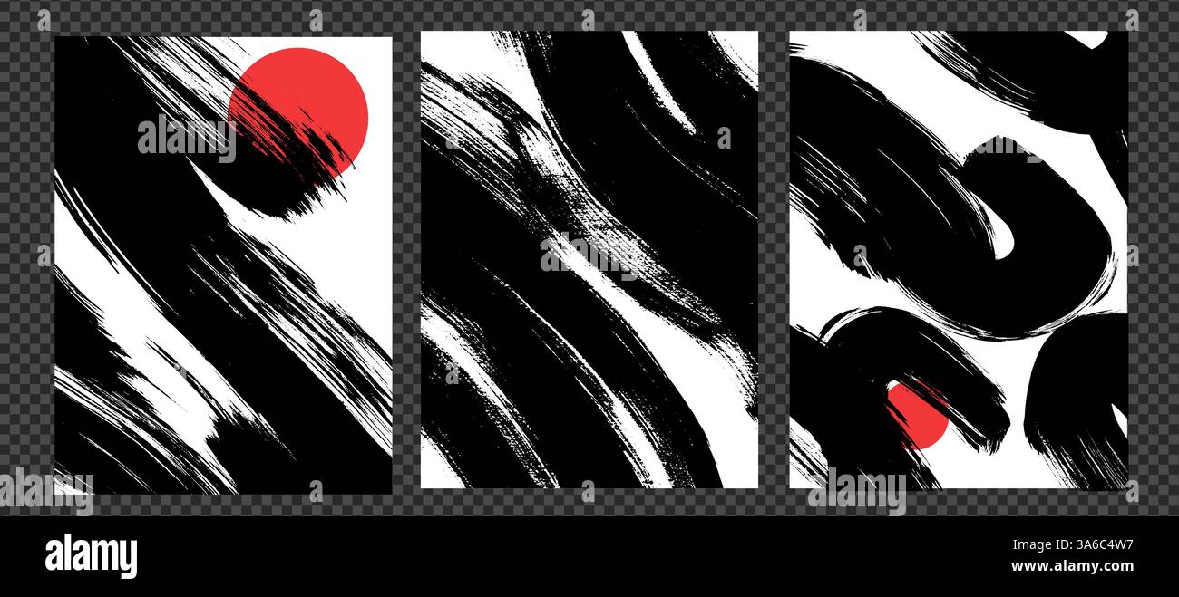 Abstract Paint Brush Stroke Backgrounds – Vector Graphic Posters with Bold Pattern Overlay Stock ...