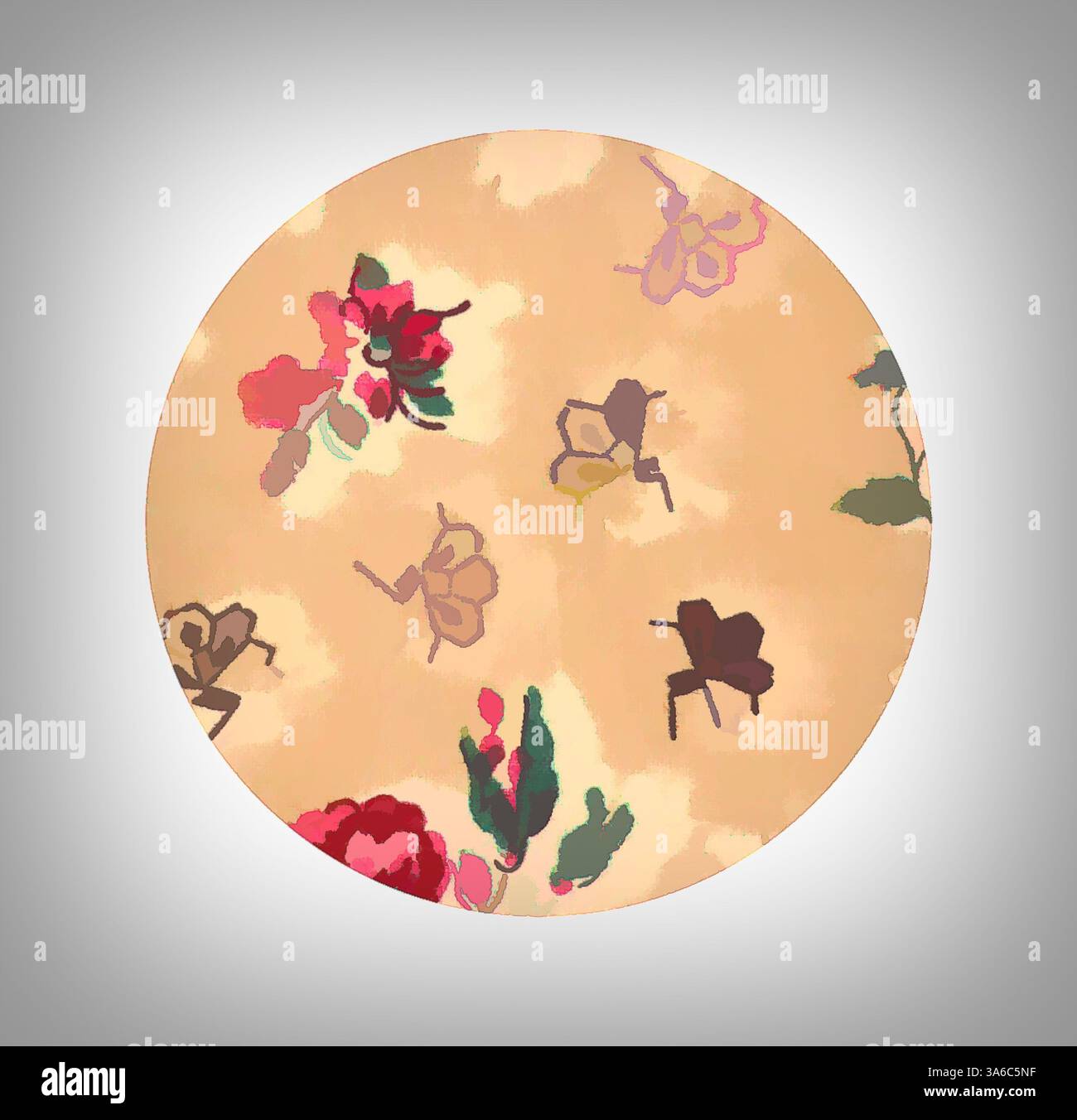 A circular design featuring a floral pattern interspersed with delicate ...