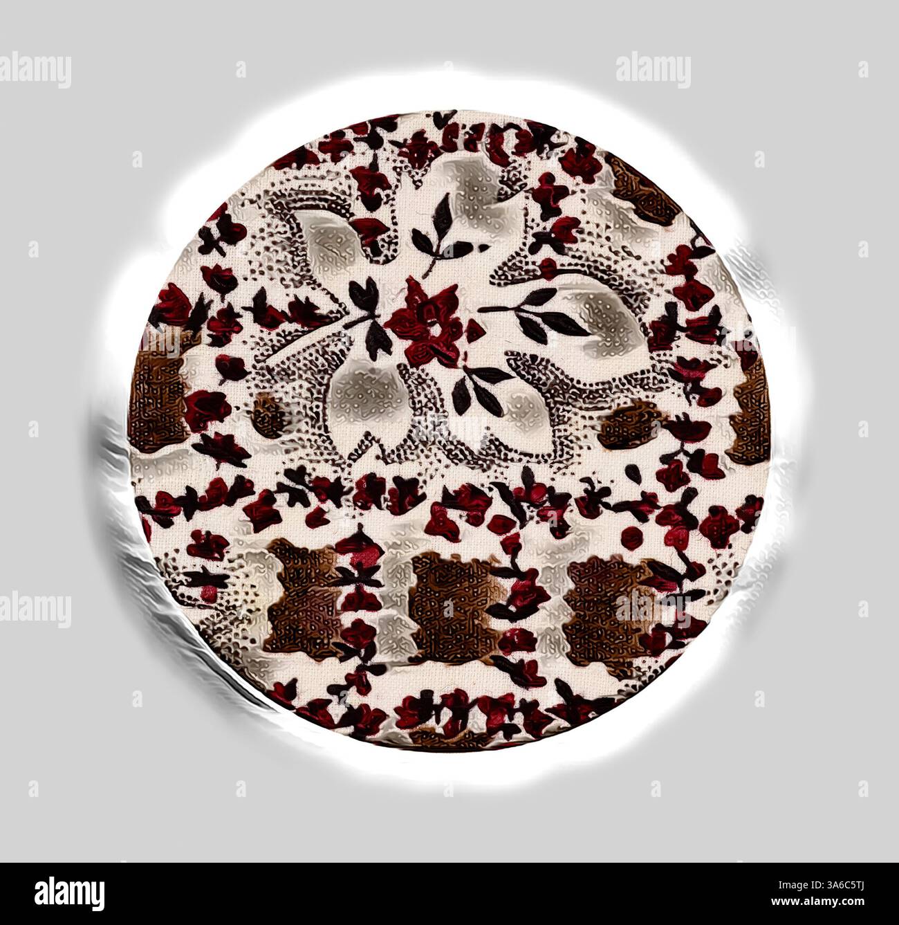 An intricate circular pattern featuring a floral design surrounded by ...