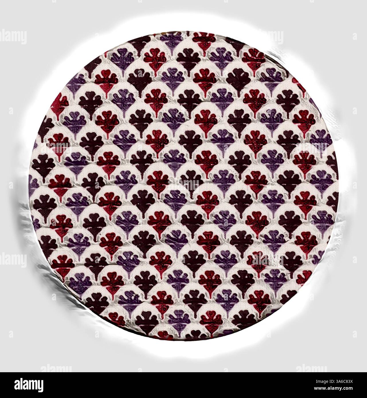 Repeating pattern of stylized floral motifs in deep reds hi-res stock ...
