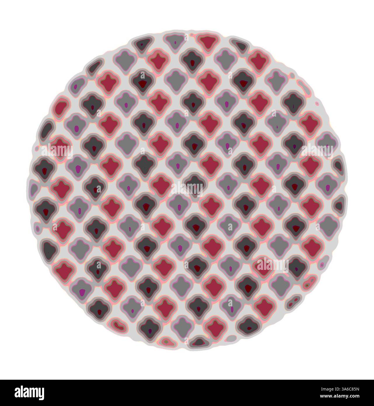A circular pattern featuring a repetitive design of interlocking shapes ...