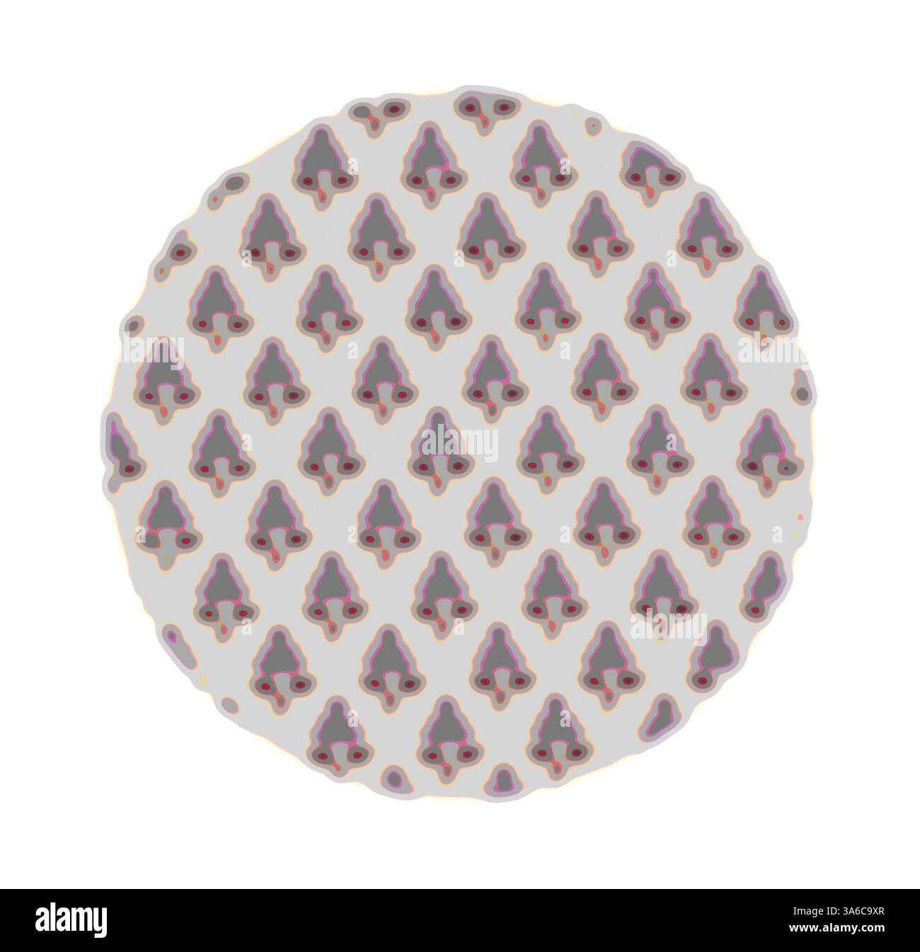 A circular design featuring a repeating pattern of stylized, abstract ...