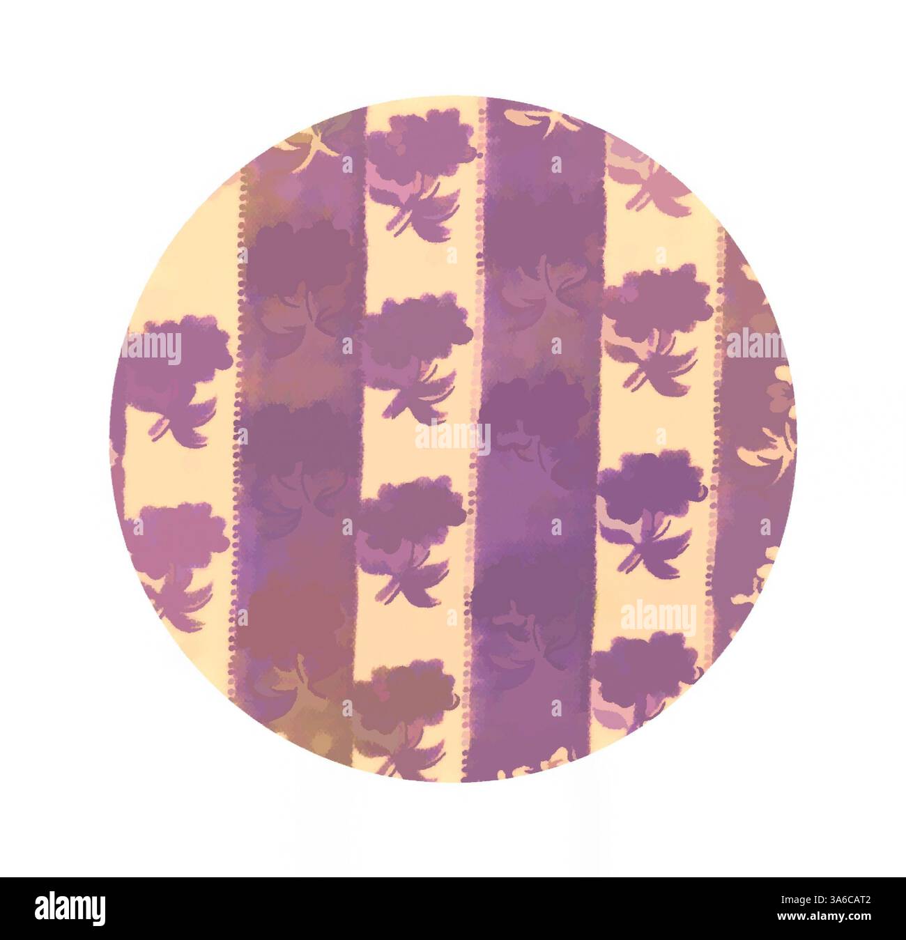 A circular design featuring alternating vertical stripes decorated with ...