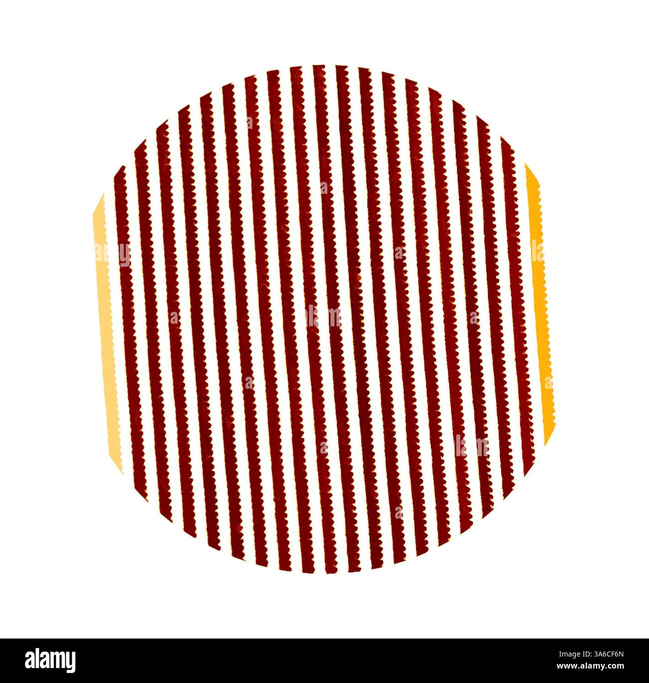 A circular object featuring a series of alternating red and yellow ...