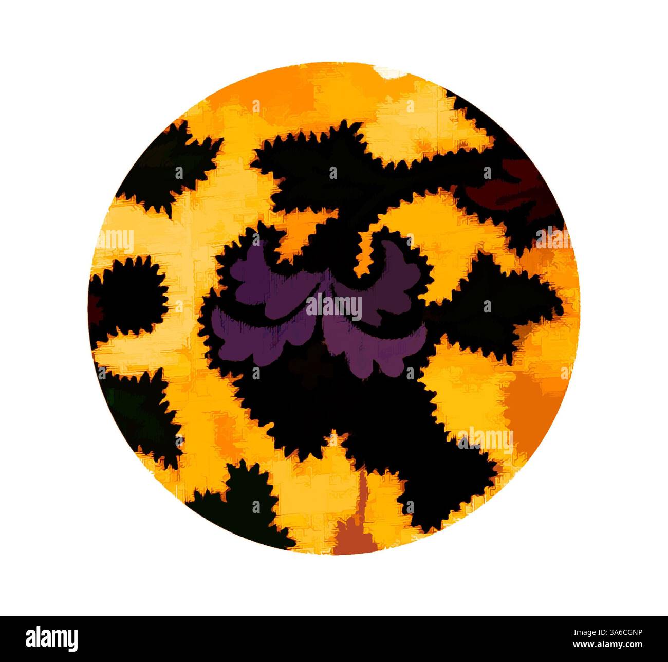 A vibrant circular pattern featuring contrasting warm tones of orange ...