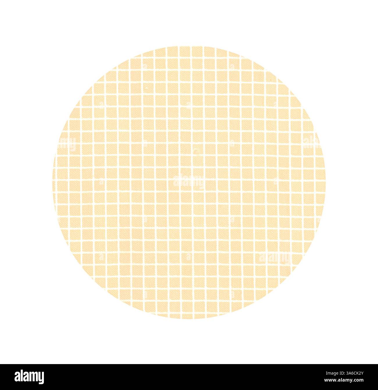 A circular pattern featuring a grid of small squares in a soft, warm ...