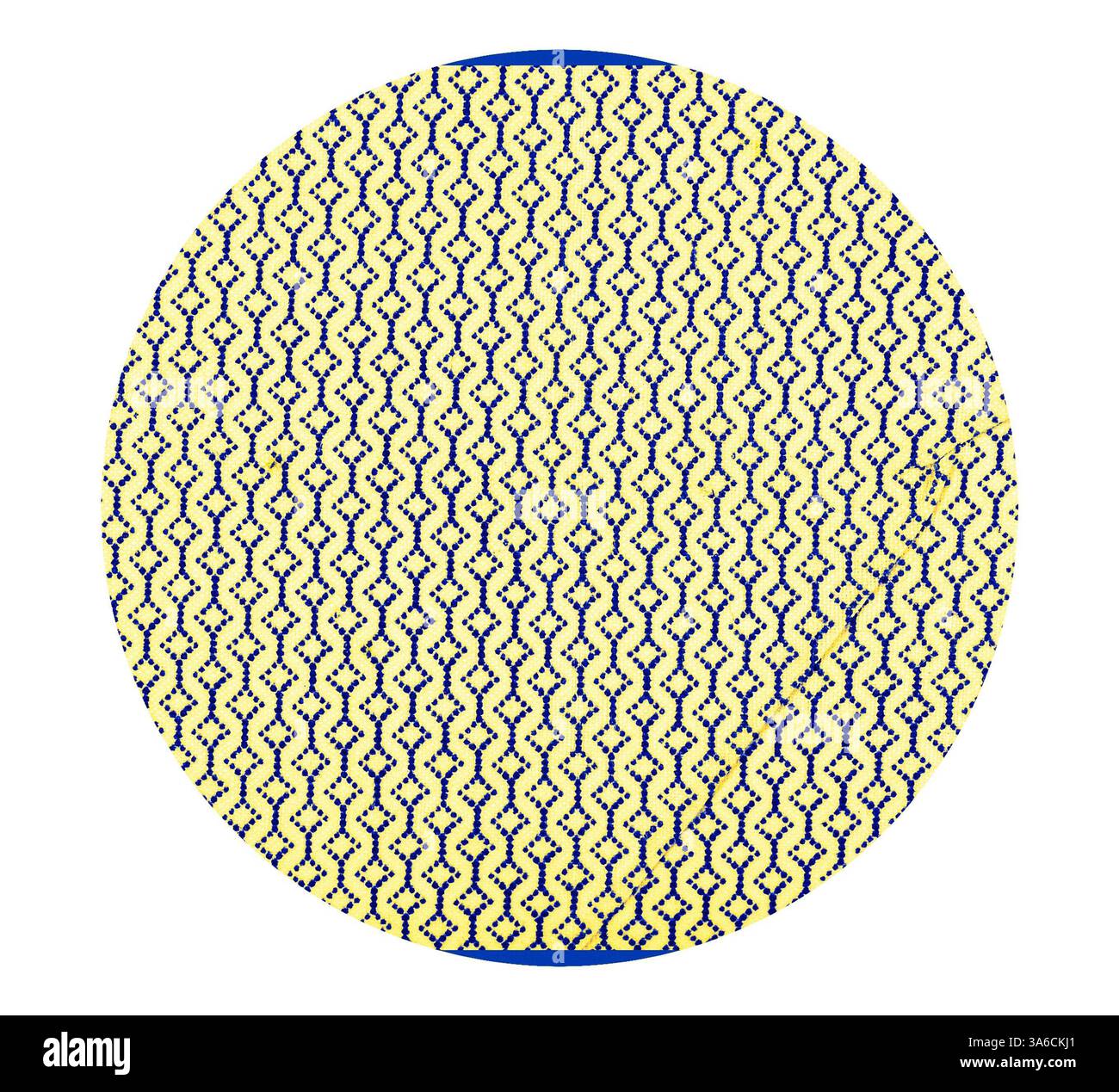 A circular design featuring a repetitive pattern of interwoven shapes ...