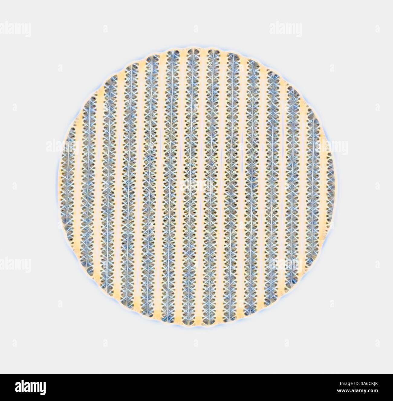 A circular pattern featuring alternating vertical stripes with a ...