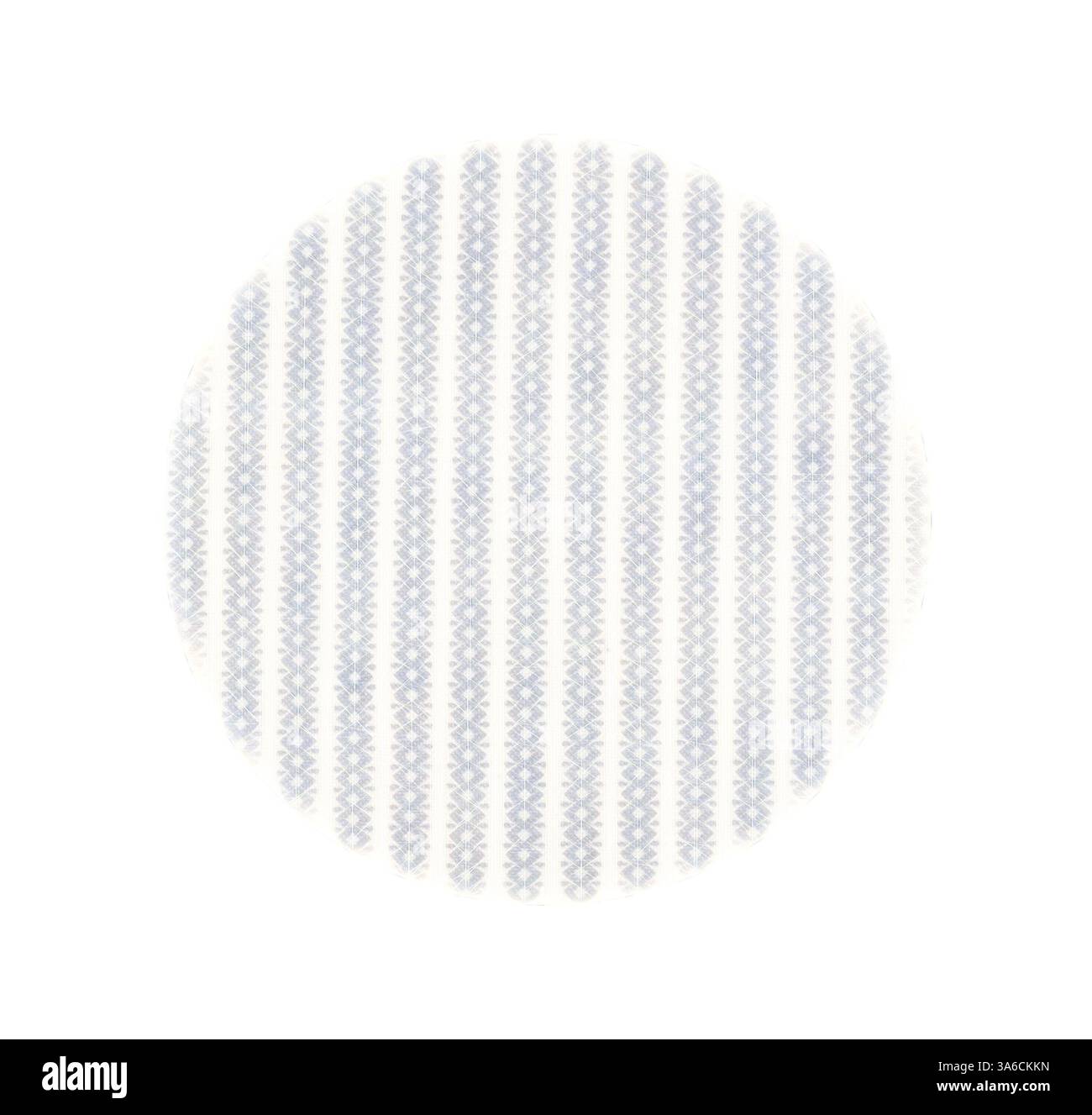 A circular design featuring a repetitive pattern of vertical stripes ...
