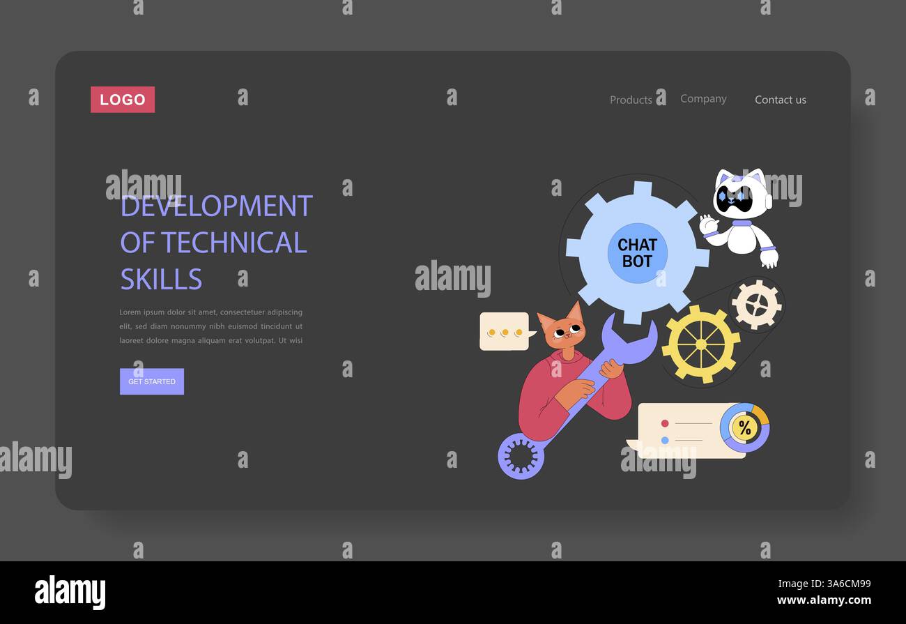 AI Assistant for Work. This illustration emphasizes learning technical skills with the support ...
